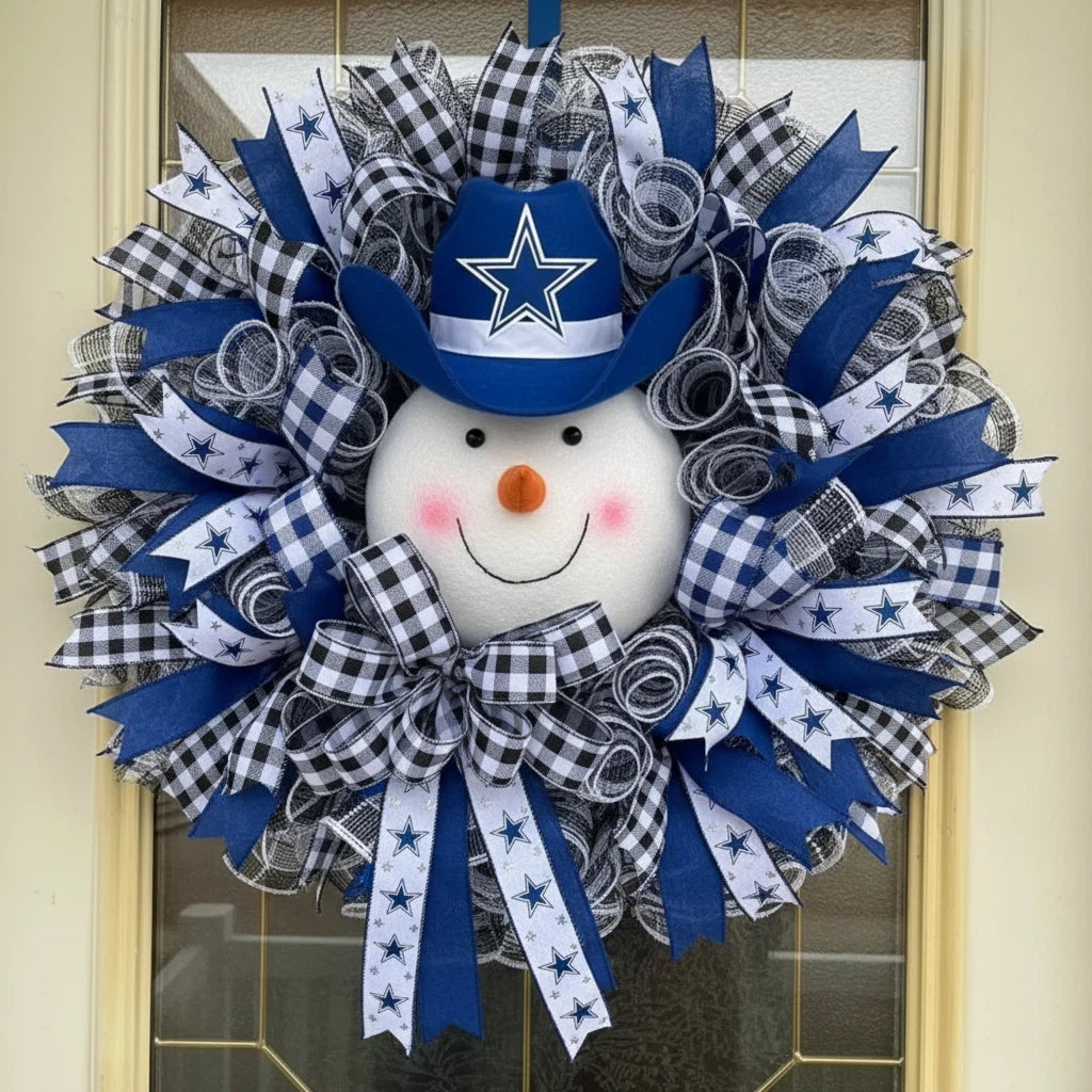 Christmas Snowman football Team Wreath – Aethergift